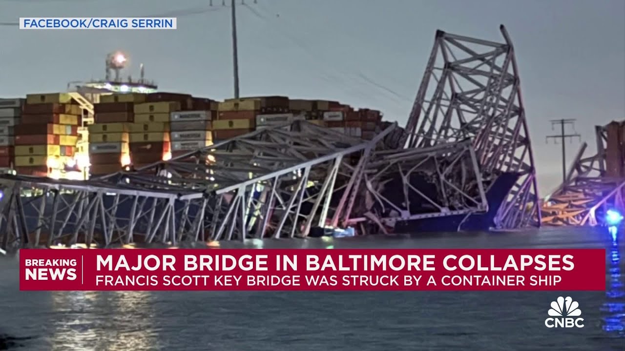 Major bridge in Baltimore collapses after being struck by ship - YouTube