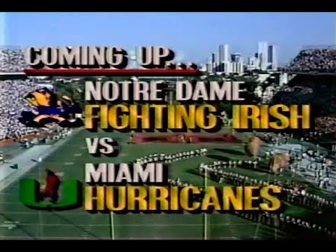 1987 #10 Notre Dame @ #2 Miami Fl No Huddle - YouTube