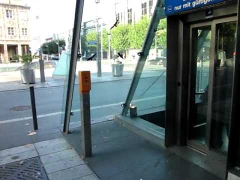Tepper diagonal traction glass elevator at Rathaus subway station in ...