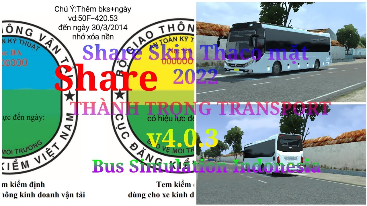 Share skin Thaco 2022+ Tem đăng kiểm xe bussid|Thành Trọng Transport ...