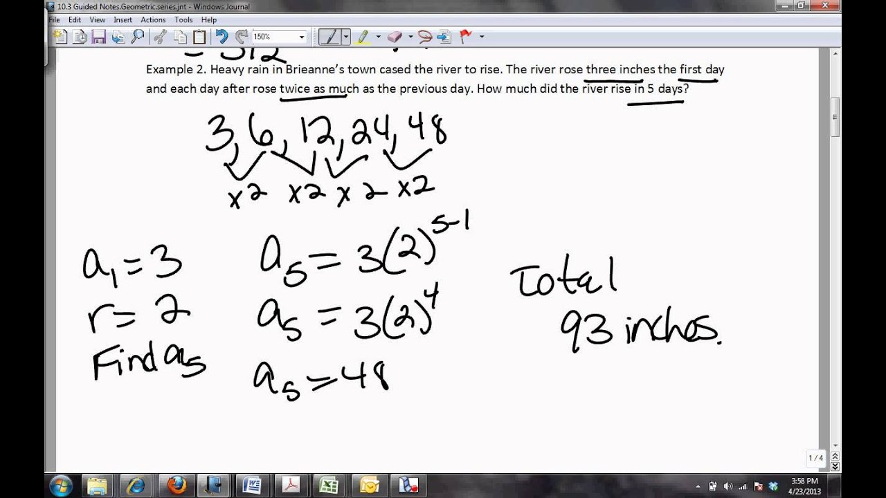 103 Geometric Sequencesguided Notes Youtube 4086