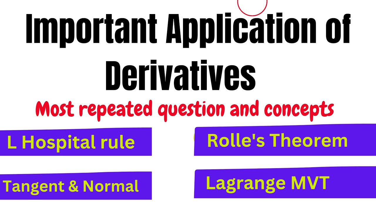 Application Of Derivatives in One Shot || L hospital Rule || Tangent ...