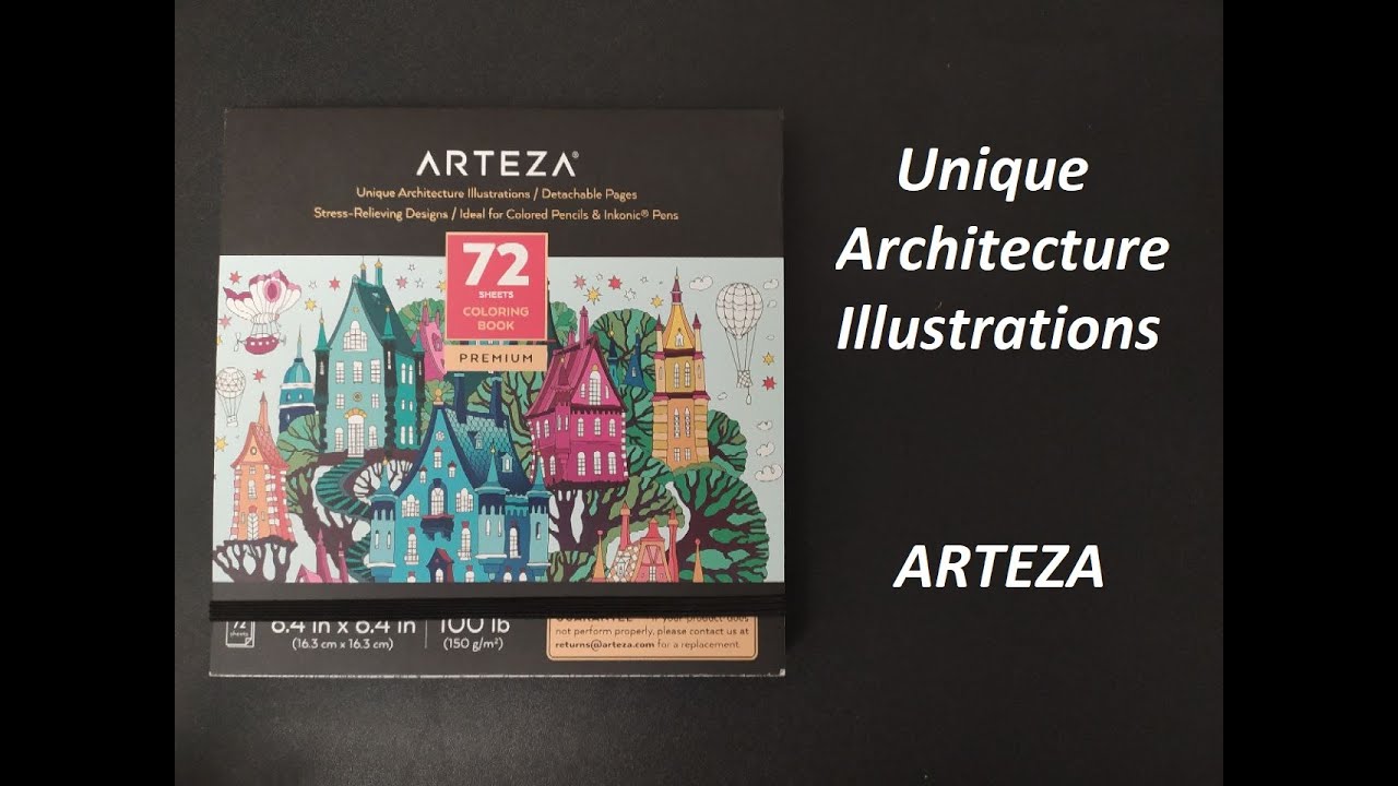 Adult coloring book flip through | ARTEZA Architecture Illustrations ...