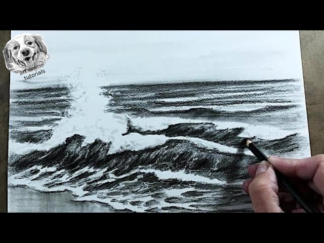 Easy Ocean Pencil Drawing