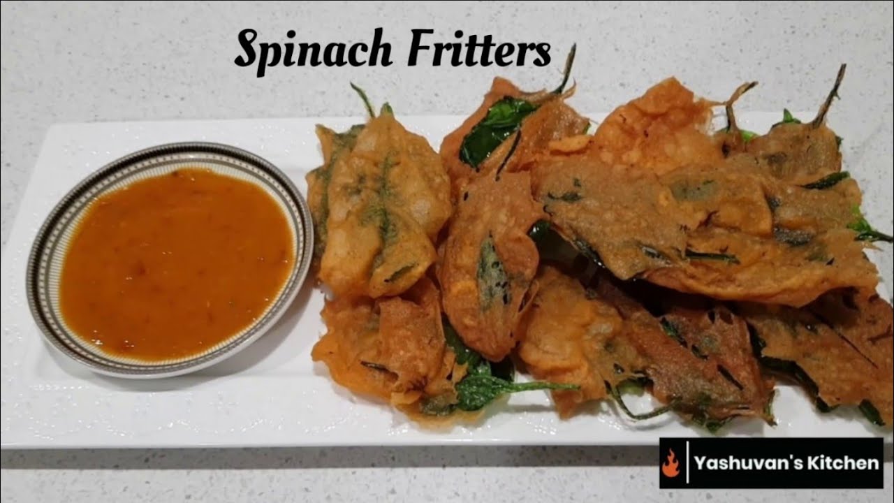 SPINACH FRITTERS | PALAK PAKODA RECIPE | CRISPY SPINACH FRY | DEEP ...
