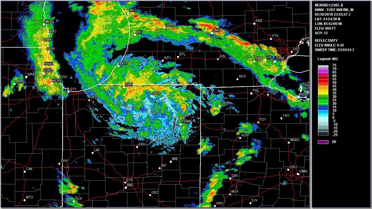 2018 Alberto - Fort Wayne, IN WSR-88D Radar Animation (HD 1280x720 ...