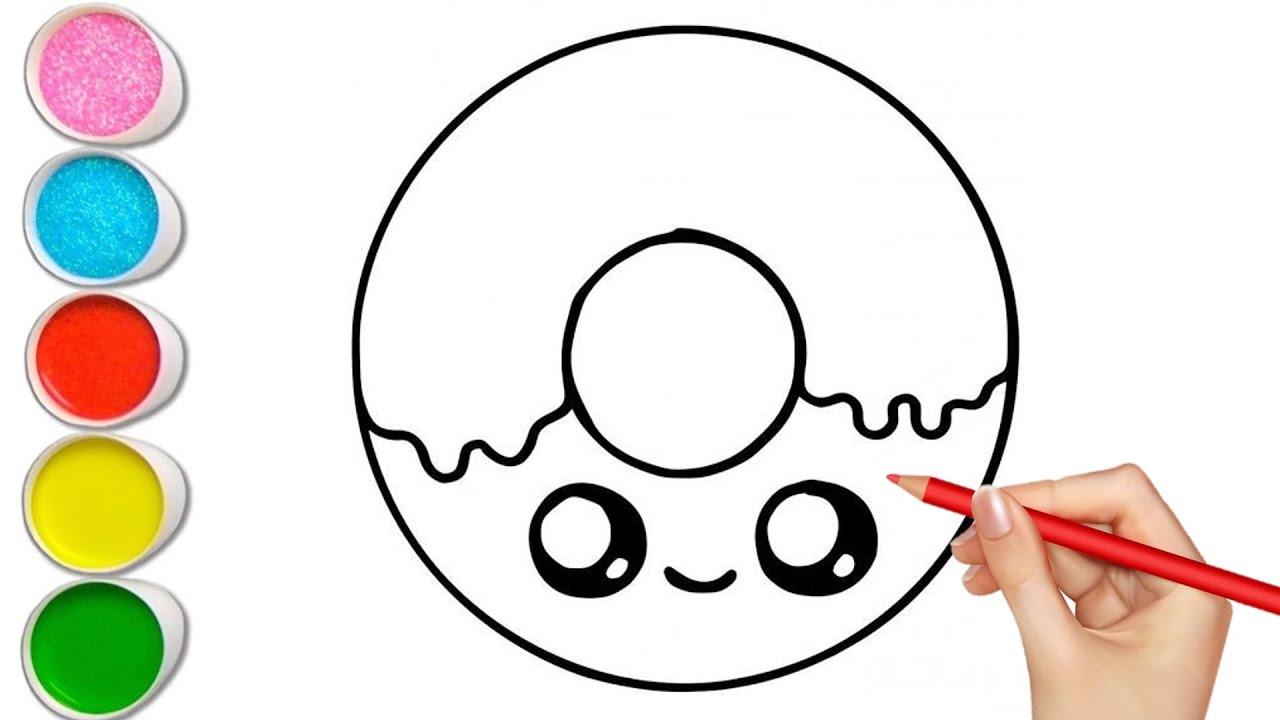 DONUT DRAWING EASY STEP BY STEP || DONUT DRAWING - YouTube