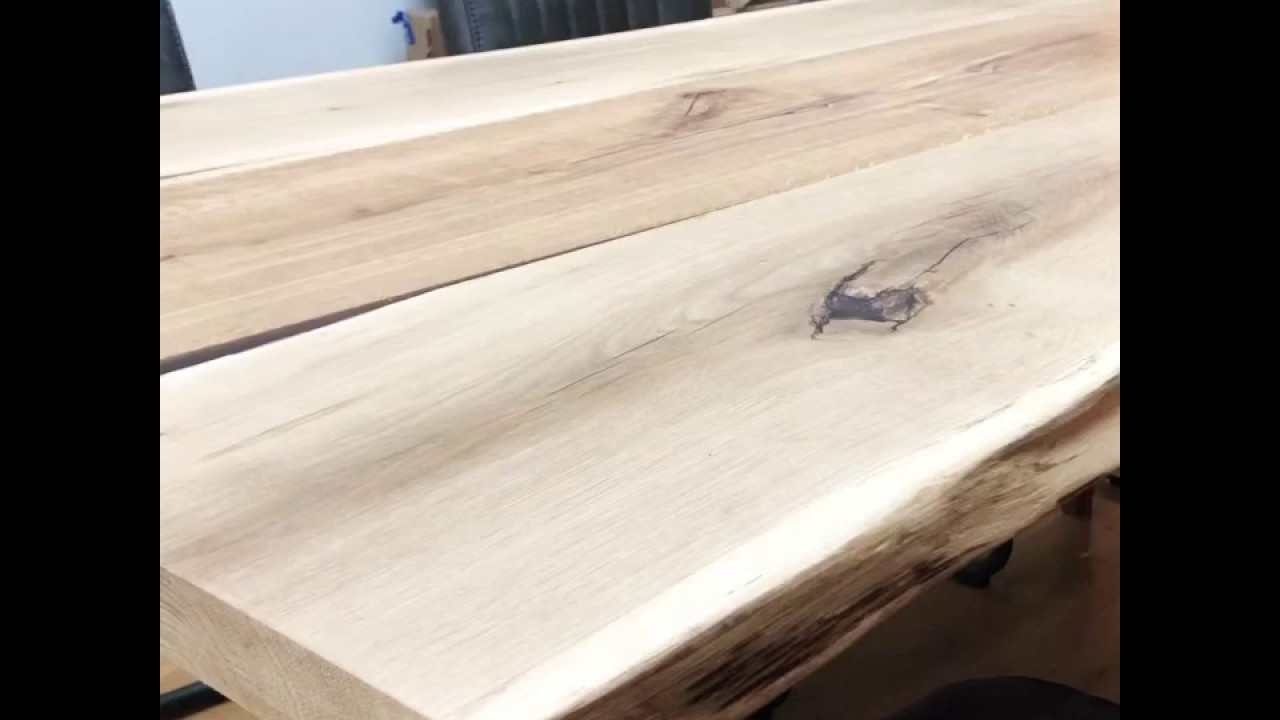 Live edge oak table top by Earthy Timber. Rustic reclaimed wood table ...