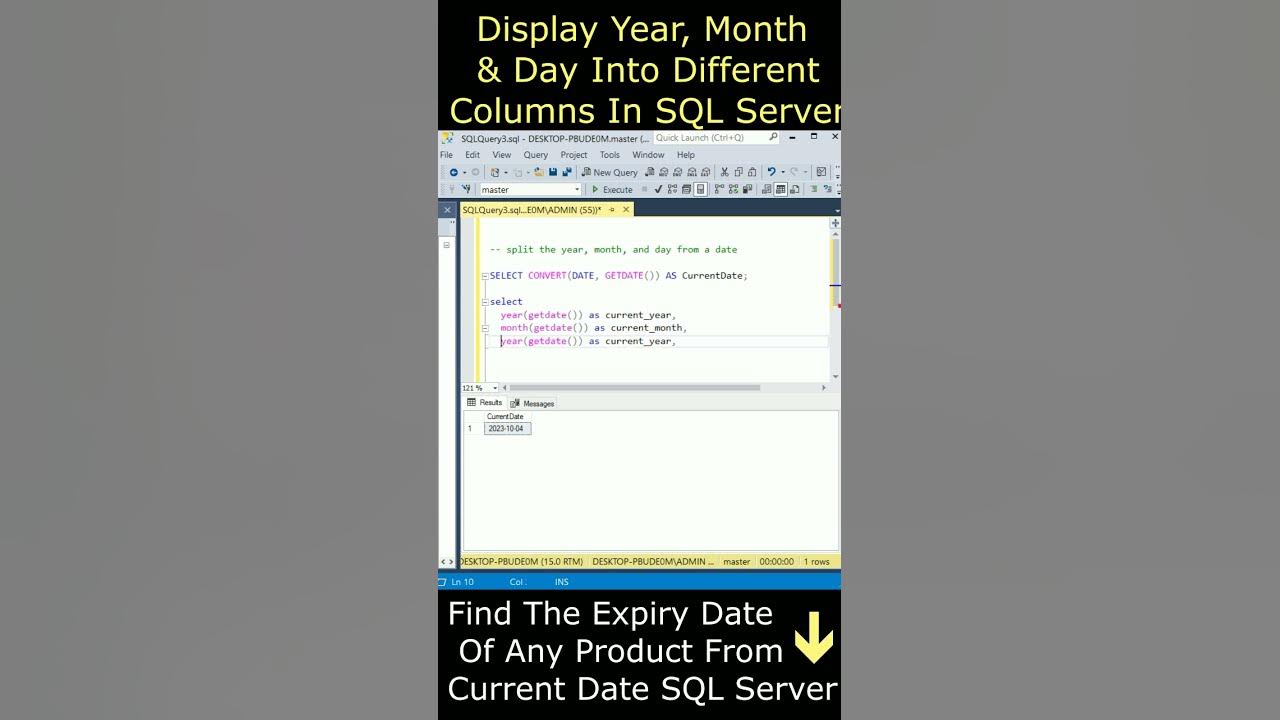 Year Month Day Split Into Separate Columns #sqlserver - YouTube