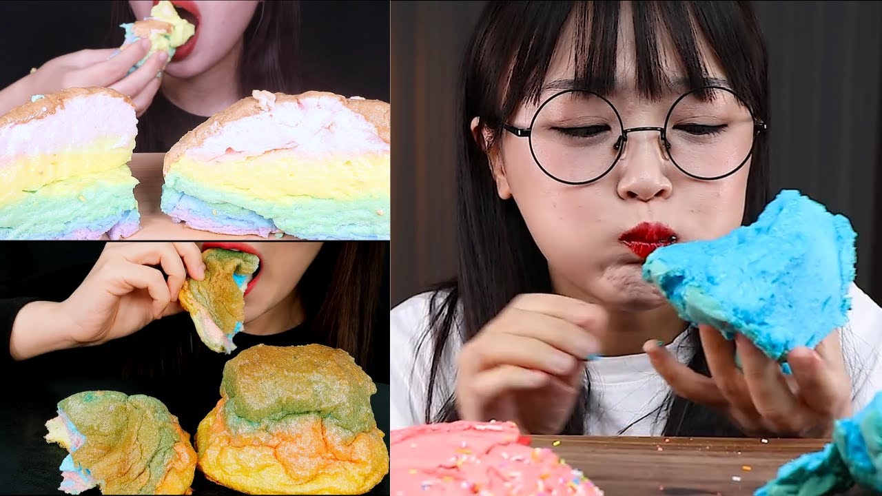 CLOUD BREAD ASMR 🎂🎂 | ASMR Compilation | Lets eat with mukbangers - YouTube