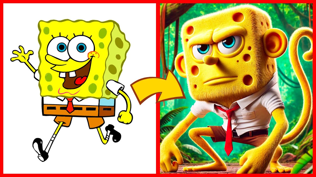 SpongeBob SquarePants as MONKEYS - All Characters - YouTube