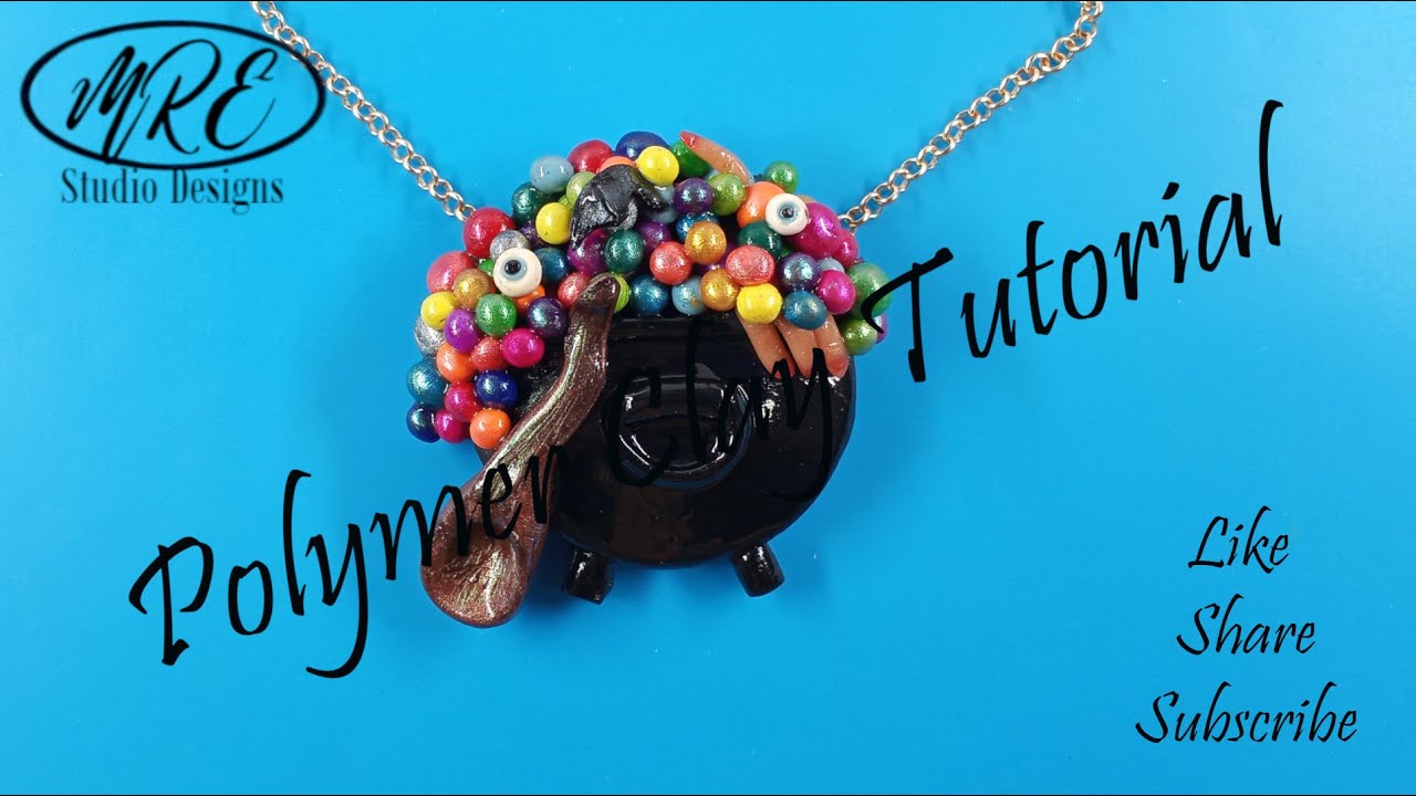Polymer Clay Halloween Witch's Cauldron Pendant Tutorial - YouTube
