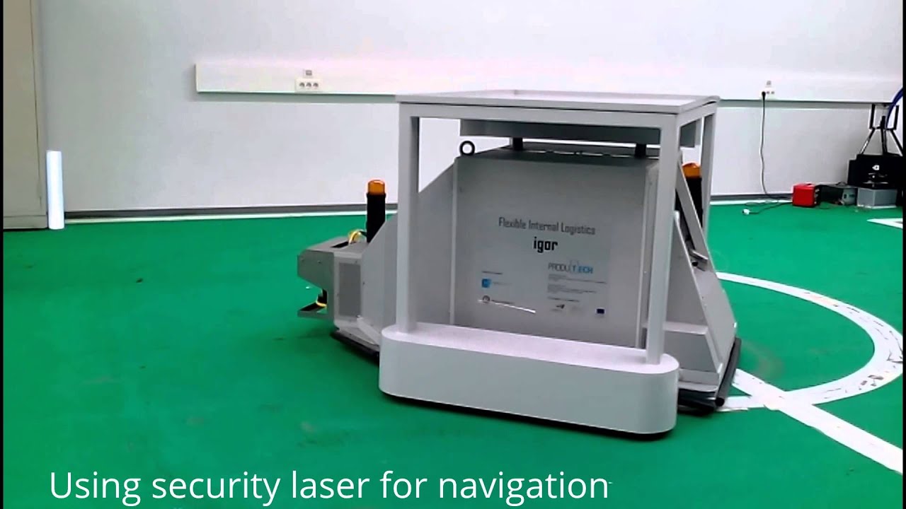 Igor AGV - Safety laser (Sick S3000 Expert) based navigation - YouTube