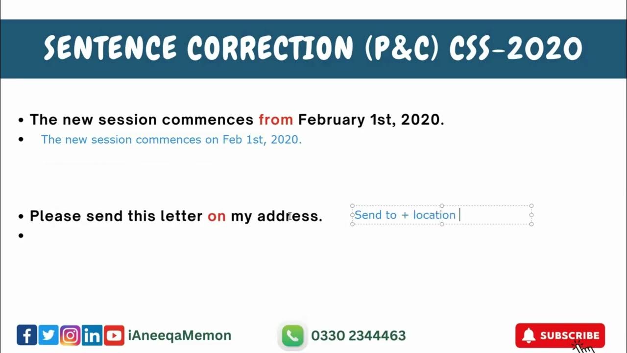 Please send this letter on my address | By Aneeqa Memon | Sentence Correction CSS 2020 - YouTube