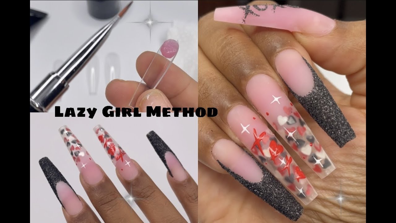 HOW TO LAZY GIRL METHOD EASY ENCAPSULATED NAIL ART 💞 Valentine's Nail ...