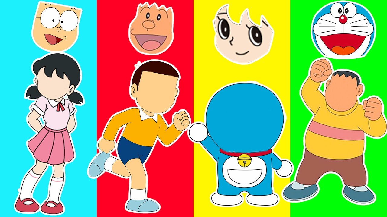 Learn Colors Doraemon Faces trolls Nobita Xuka Chaien Finger Family ...