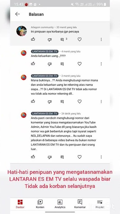 Hati-hati dan waspada terhadap penipuan yang menyusup di chanel mengatasnamakan LANTARAN ES EM ...