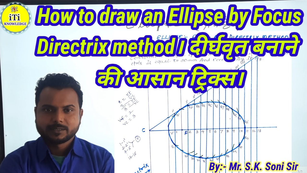 How to draw an Ellipse by Focus Directrix method। दीर्घवृत बनाने की आसान ट्रिक्स। Ellipse ...