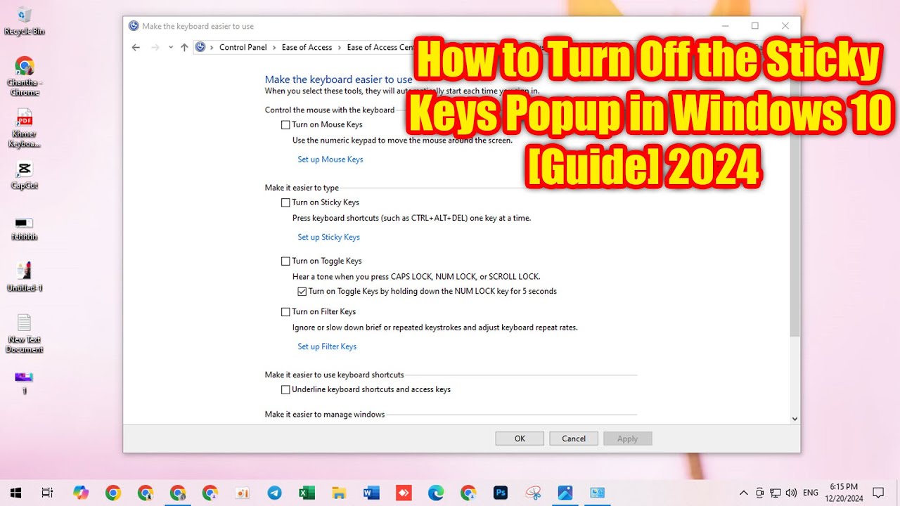 How to Turn Off the Sticky Keys Popup in Windows 10 [Guide] 2024 - YouTube