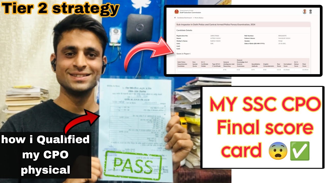 My SSC CPO 2024 Final Score Card😨 | SSC CPO mains strategy| SSC CPO ...