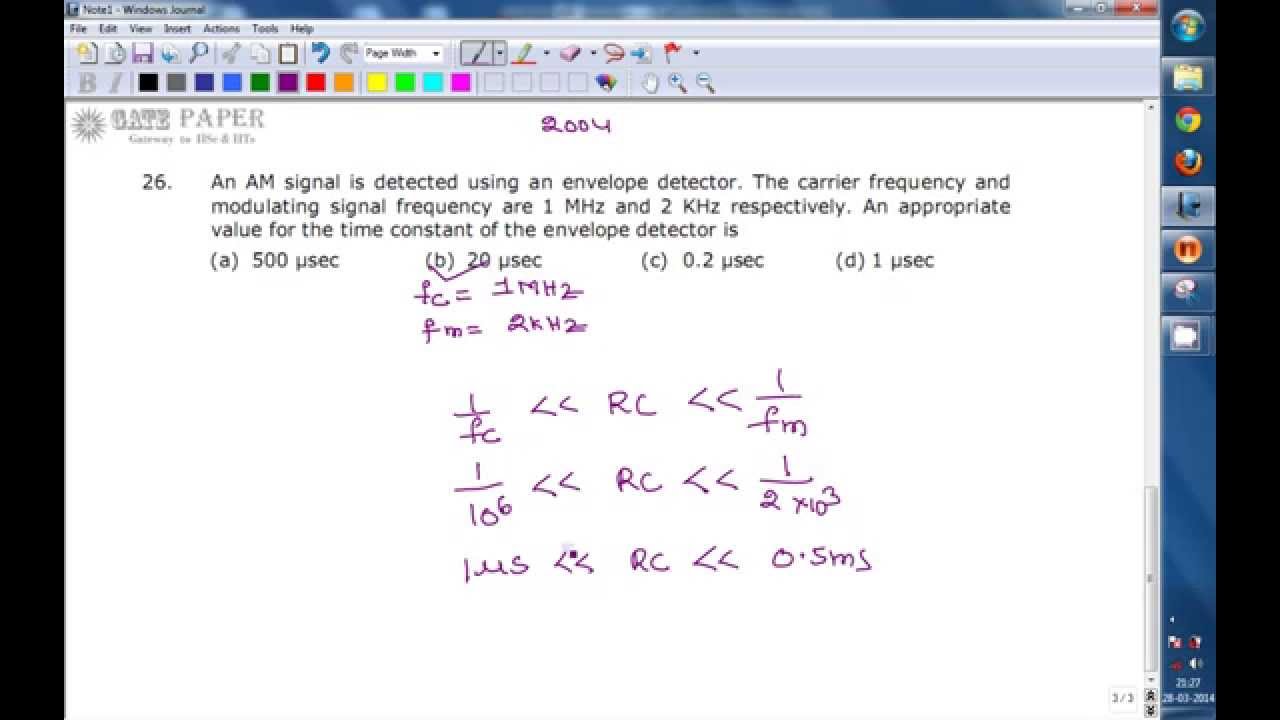 GATE 2004 ECE Time constant of Envelope Detector - YouTube