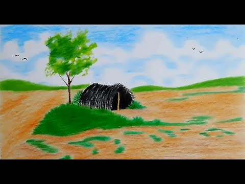 How to draw a real nature hut art with color pencils - N Channel ...