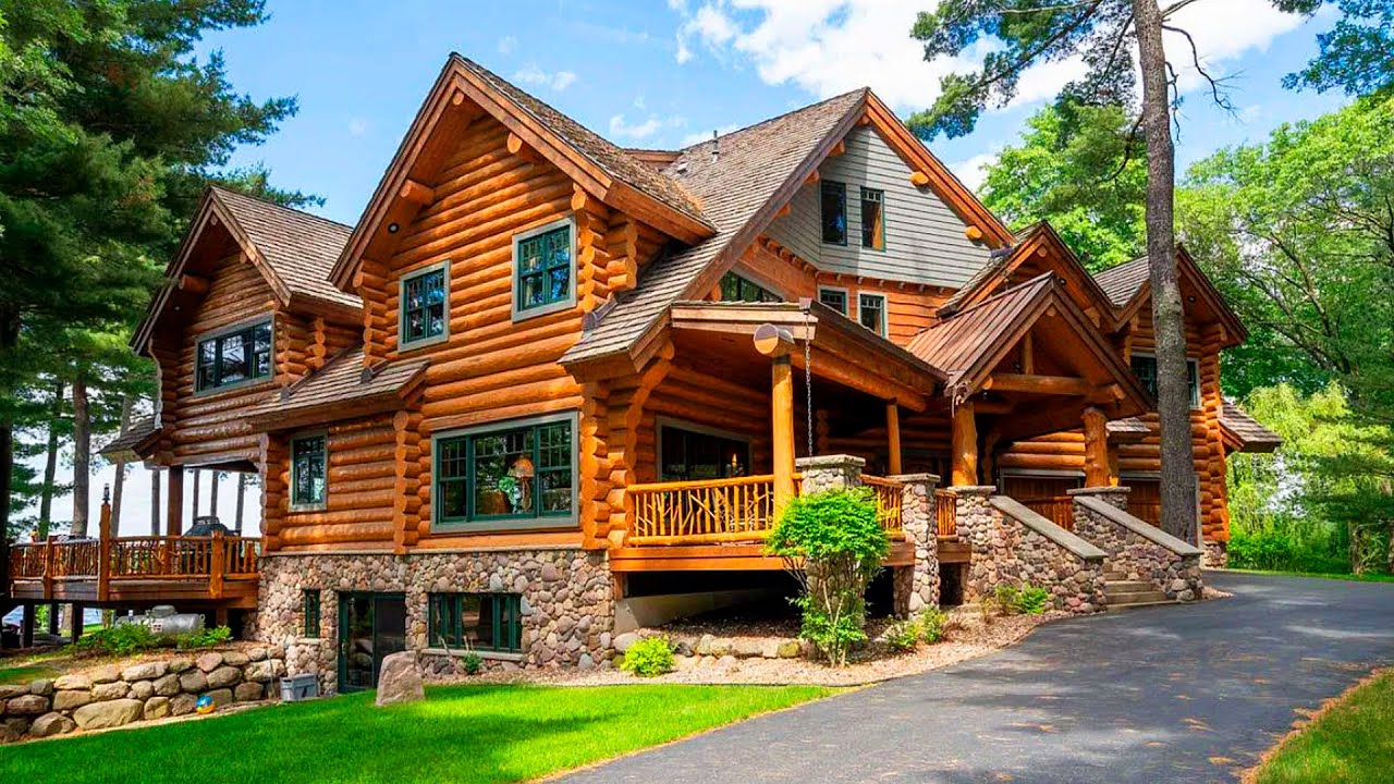 Luxury log home on a lake in Wisconsin worth $8,000,000. - YouTube
