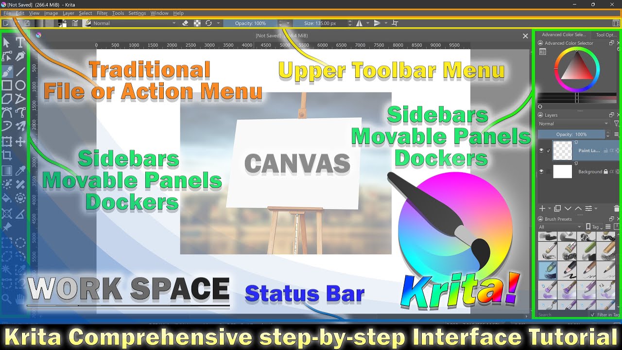 Krita comprehensive step by step Interface Tutorial - YouTube