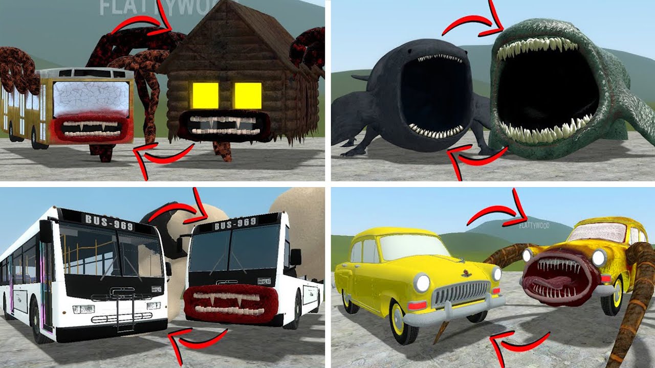 EVERYTHING TURNED INTO MONSTERS: HOUSE HEAD, BUS EATER BUILDER VS ALL ...