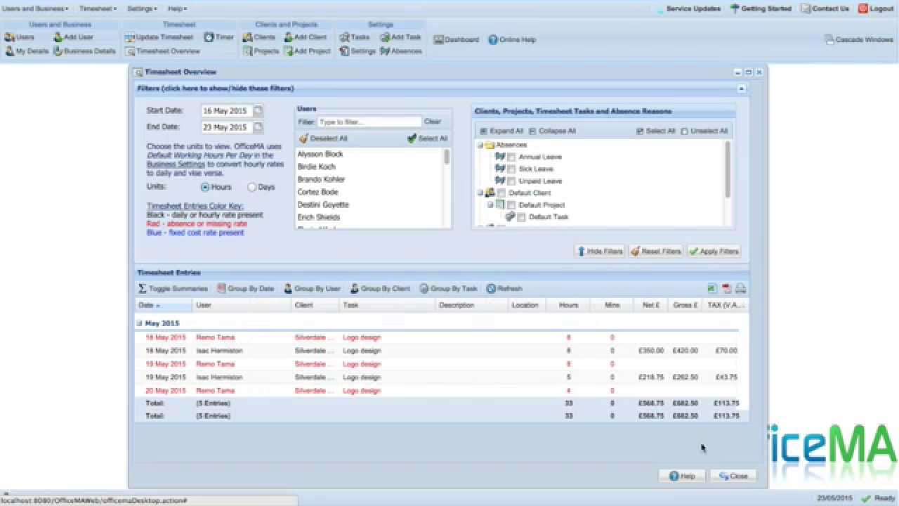 OfficeMA Timesheet - Getting Started - YouTube