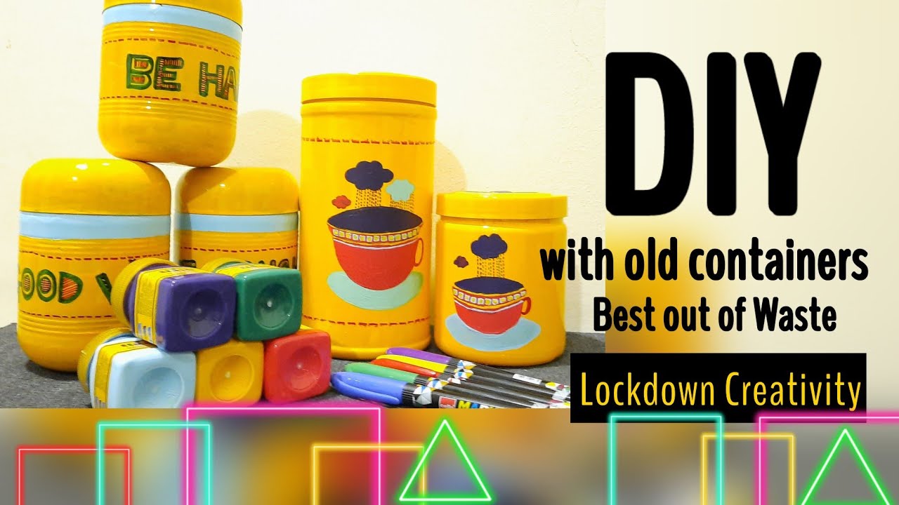 How to paint steel and plastic containers | Best out of waste | Kitchen ...