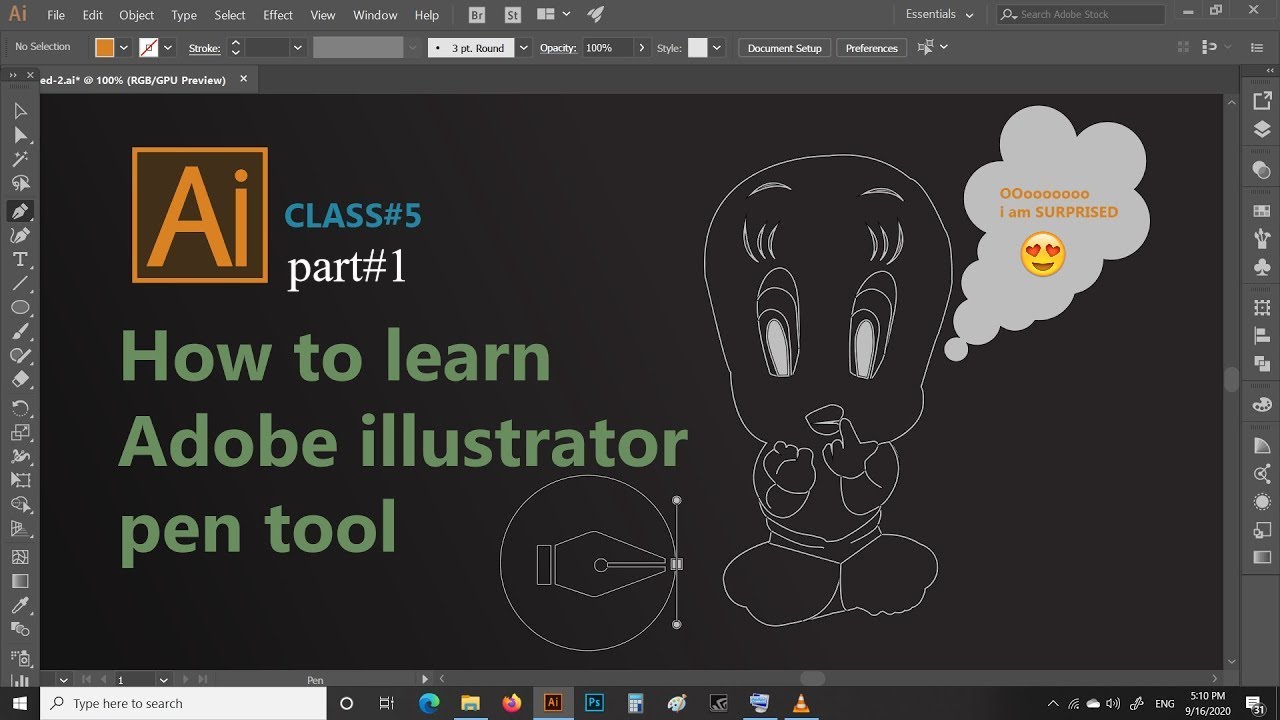 Pen tool learning|Adobe illustrator Class#5(part 1) - YouTube