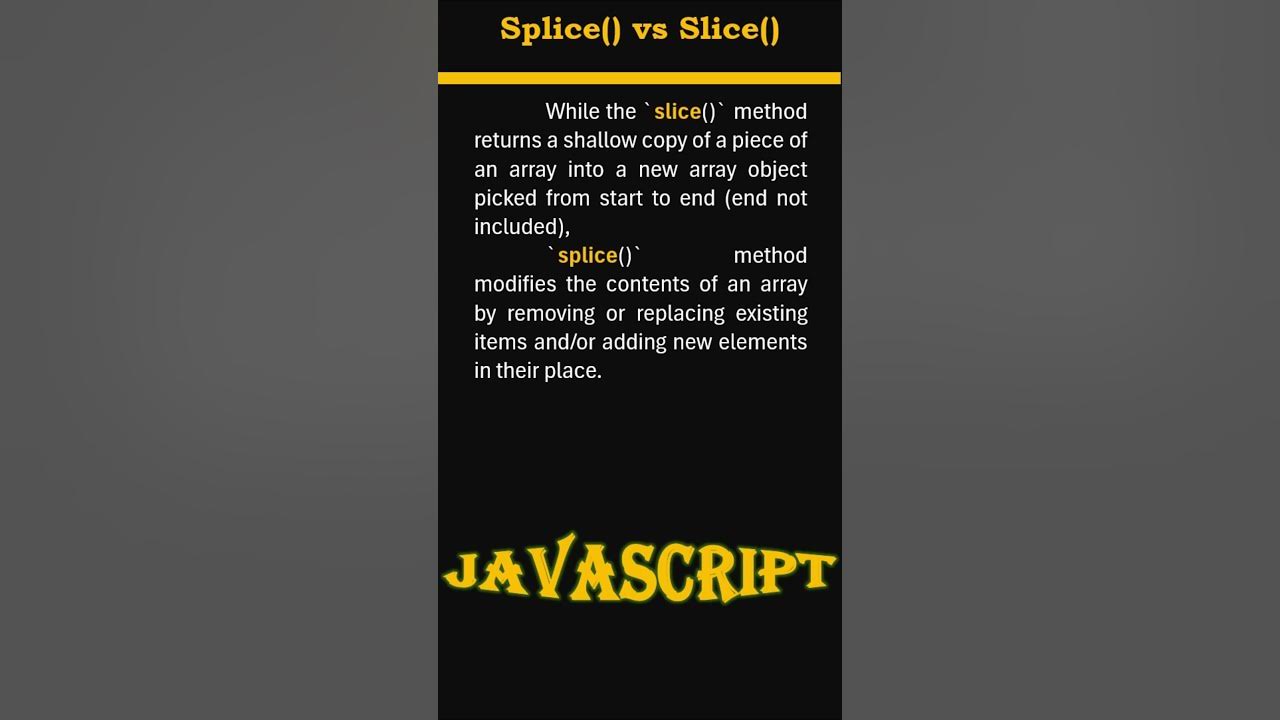 splice vs slice in javascript || splice || slice - YouTube