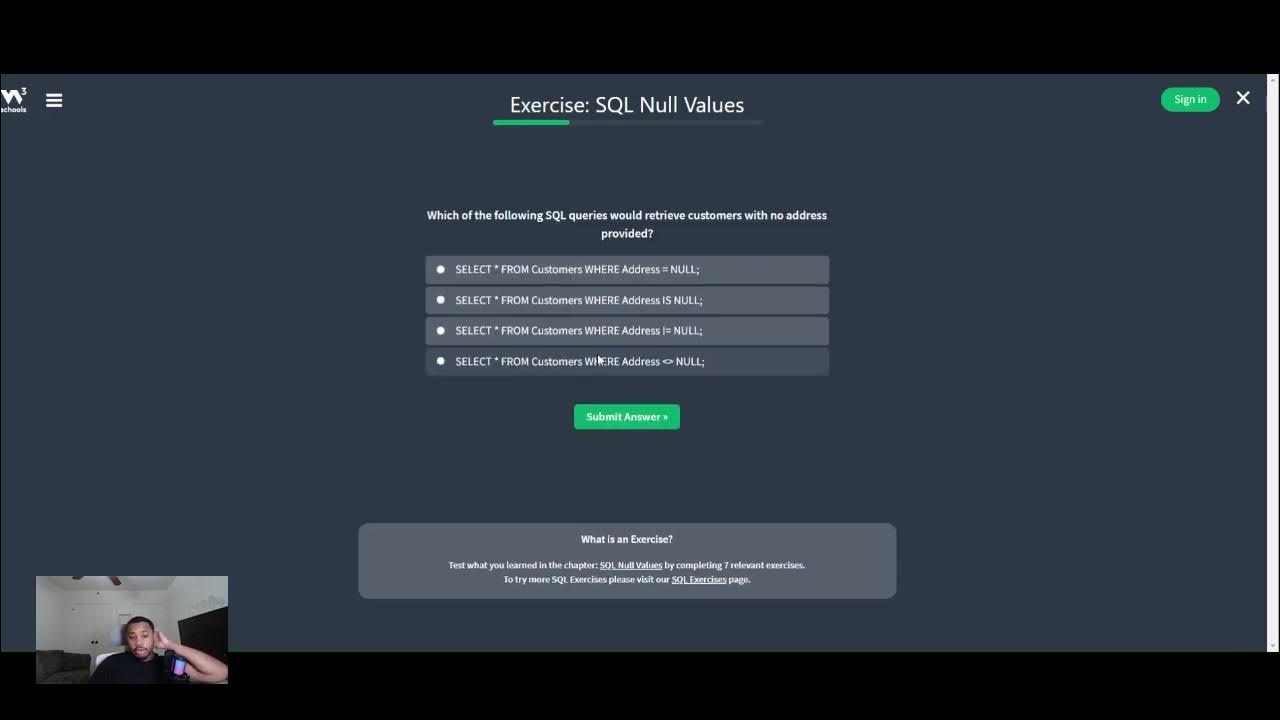 W3SCHOOLS PRACTICE SQL INSERT INTO, NULL, UPDATE - YouTube