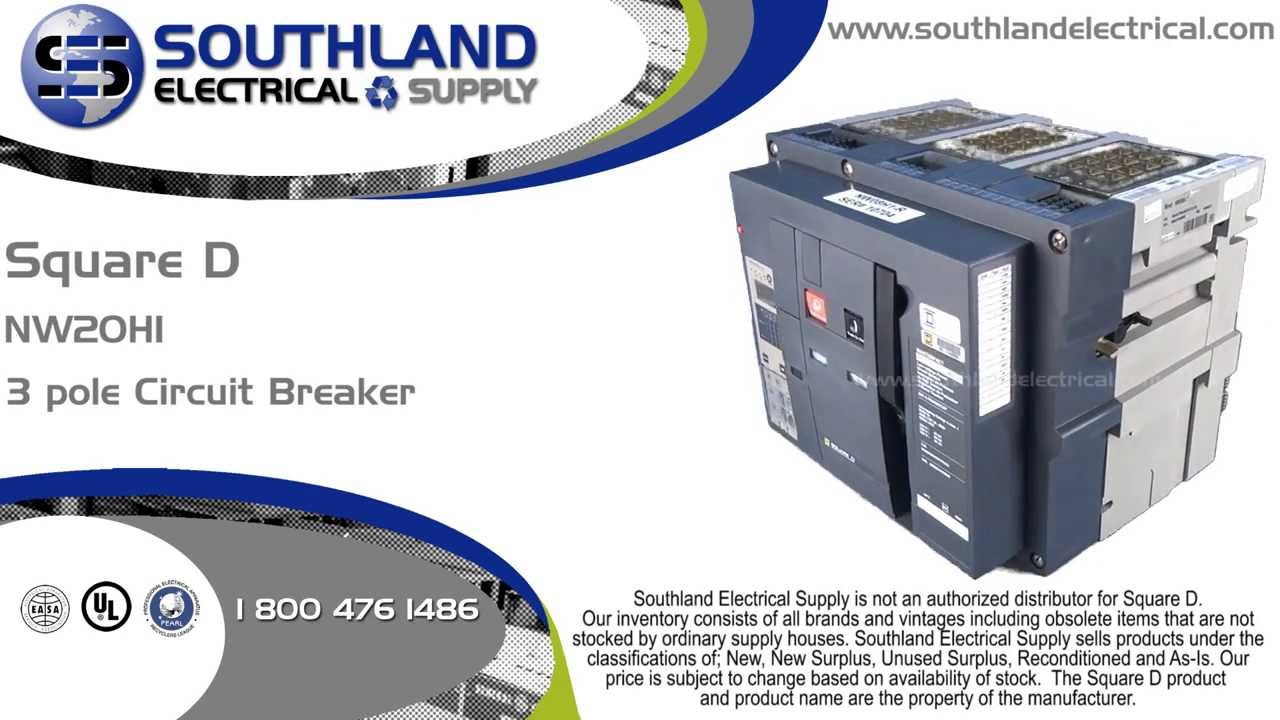 Square D NW20H1, 2000 Amp, 600 Volt, 3 Pole Circuit Breaker - YouTube
