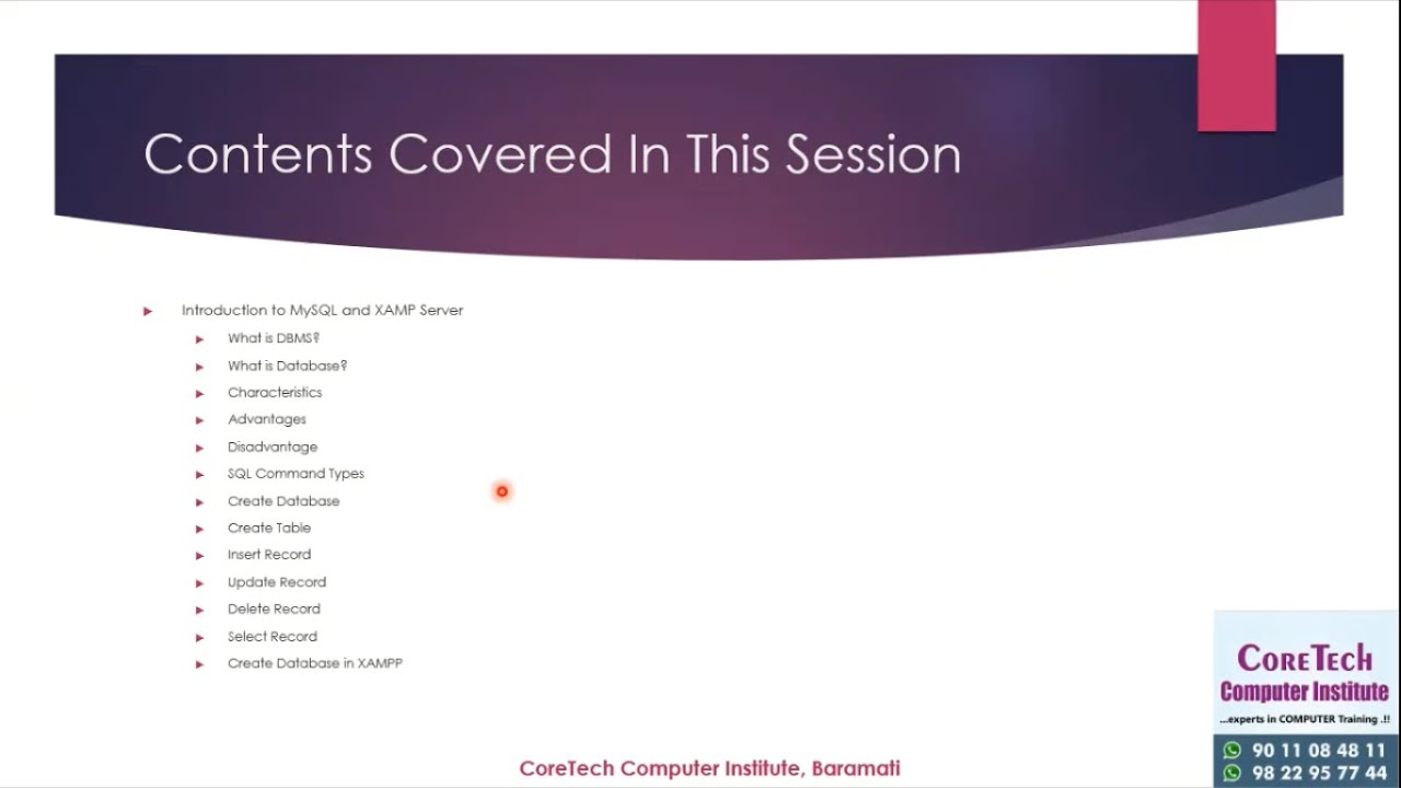 Introduction to MySQL and XAMPP Server | CoreTech Computer Institute ...