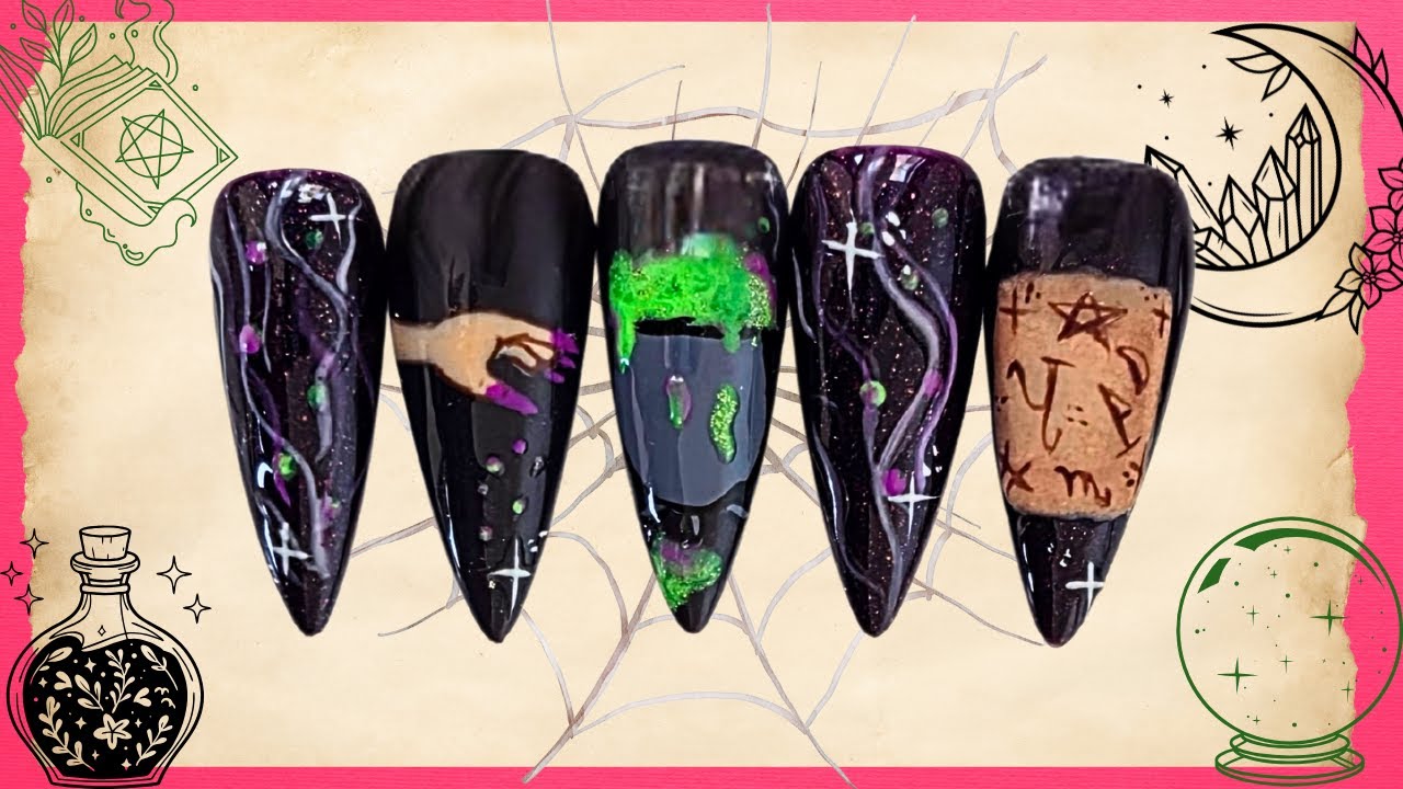 Witch’s Brew Cauldron Nail Art Tutorial 💅| Easy Spooky Nails for ...