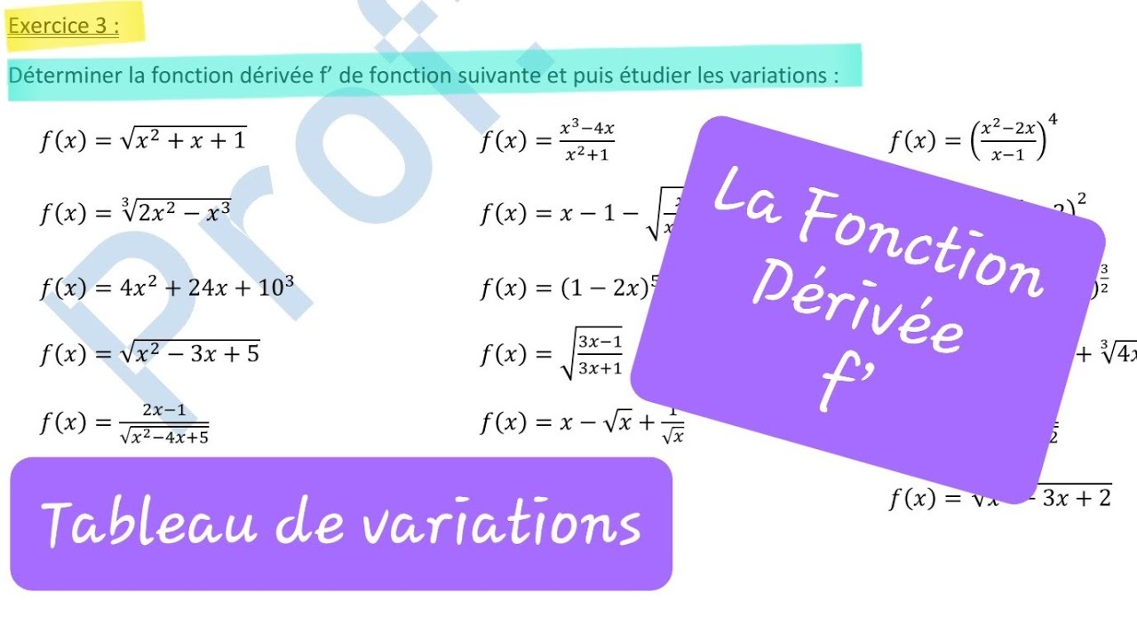 La Fonction Dérivée f’, Bac SVT-PC-SM. Exercice 3 (partie 1) - YouTube