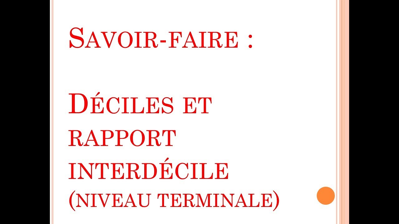 SES - Révision des savoir-faire - Déciles et rapport interdécile - YouTube