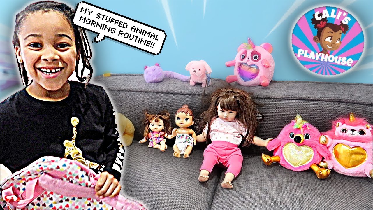 Stuffed Animals Morning Routine | Cali's Playhouse - YouTube