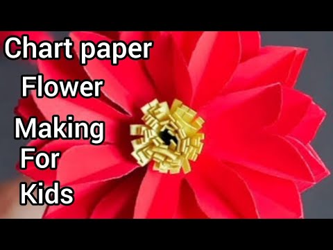 Easy method chart paper flowers making/Red flower/room decaration ...