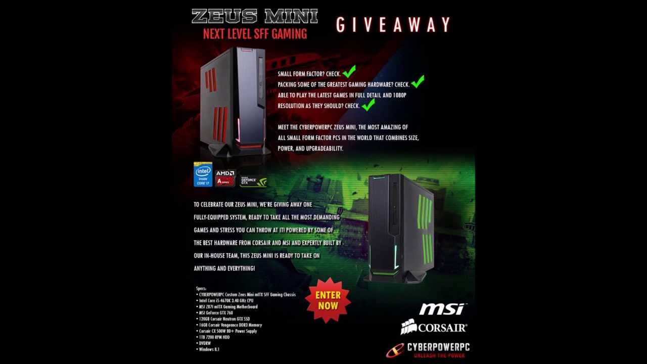 SORTEO DE UNA PC GAMER ZEUS MINI GIVEAWAY 16/02/2014 (CyberPower) - YouTube