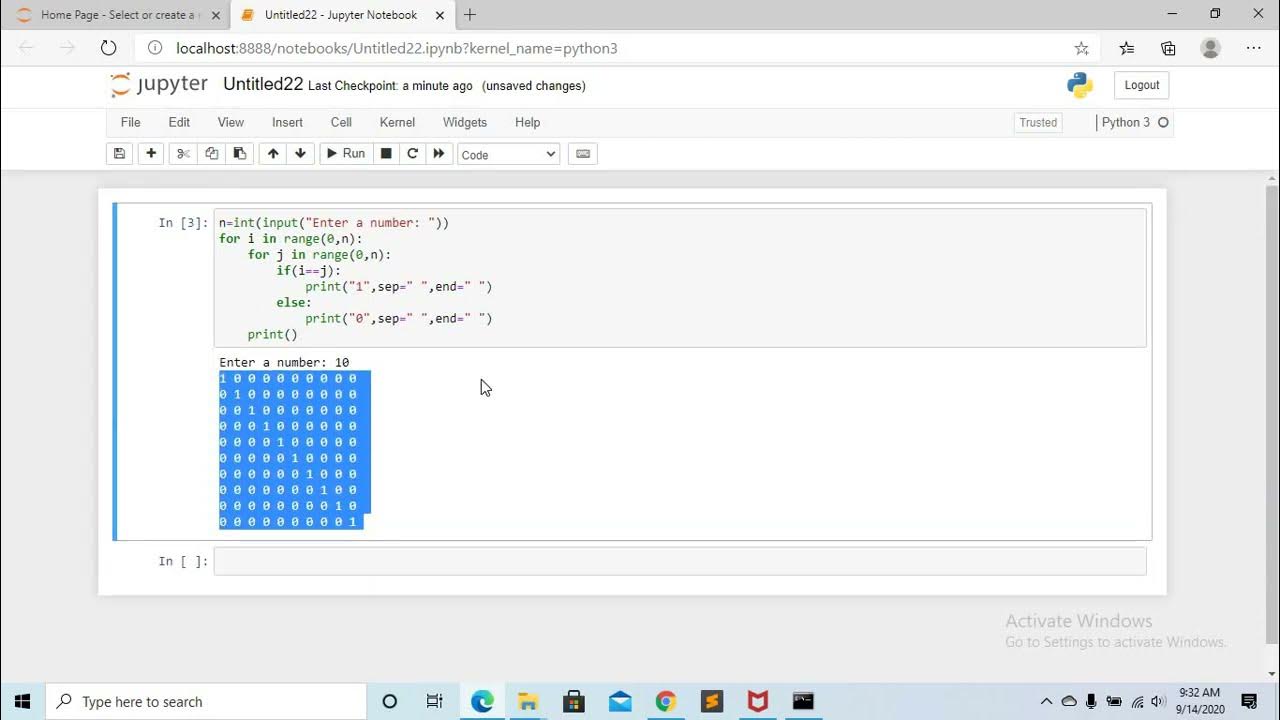 Python Program to Print an Identity Matrix - YouTube