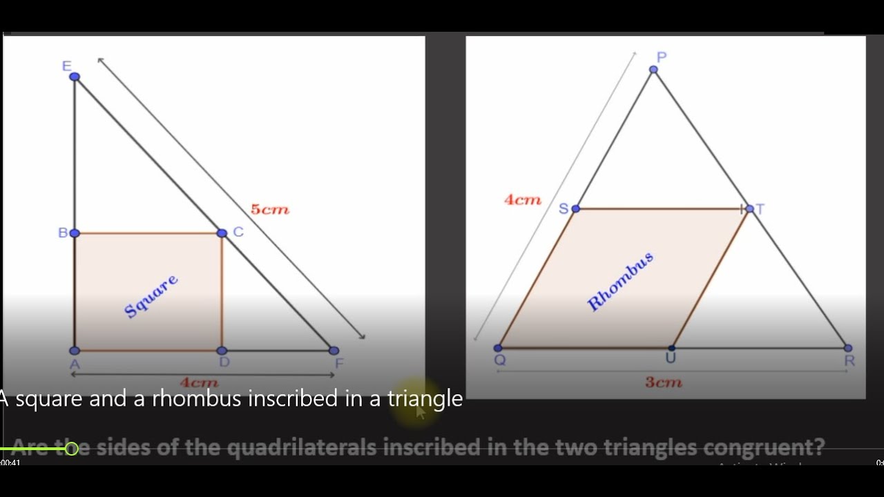 A square and a rhombus inscribed in a triangle - YouTube
