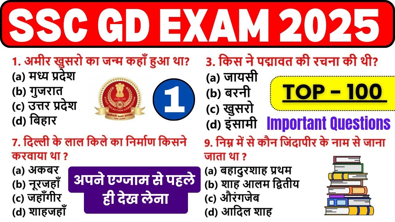 SSC GD Exam GK GS Top 100 Questions // SSC GD GK Practice Set / SSC GD ...