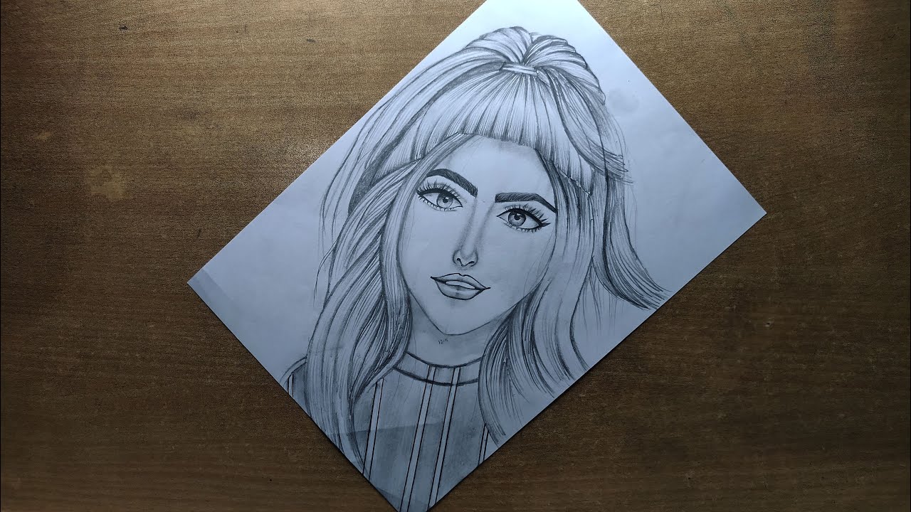 How to Draw Girl With Ponytail Hair Style | Pencil Sketch | Drawing ...