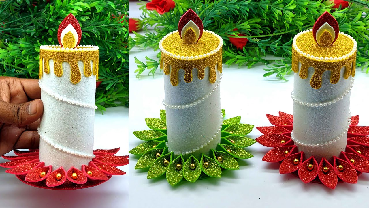 Beautiful Christmas Candle Decoration | DIY Christmas Tree Candle ...