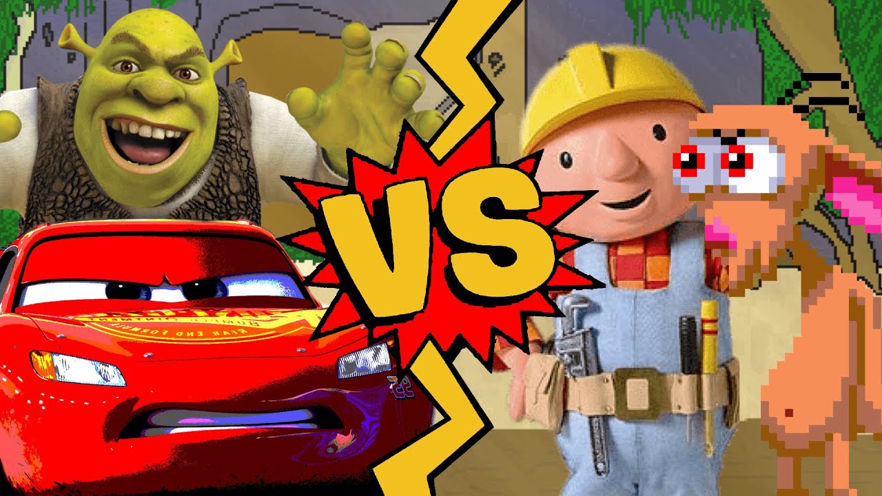 M.U.G.E.N Battles | Lightning McQueen/Shrek vs Ren Höek/Bob the Builder ...