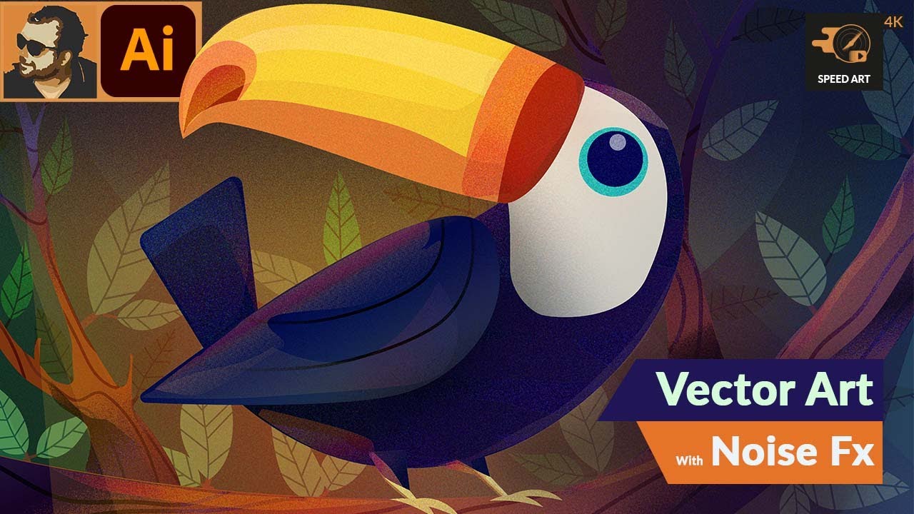 Toucan Artwork with Noise / Grain Texture in Illustrator | Speed Art - YouTube