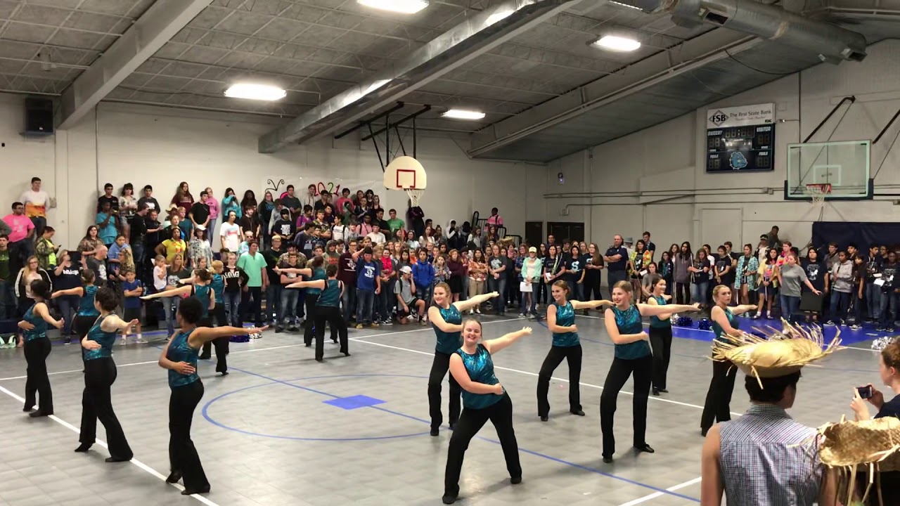 Pep rally 9/28/18 Fireball Sweeny High School Belles - YouTube